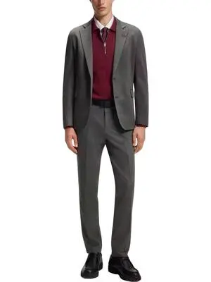 Hugo Extra-slim-fit Suit Jacket In Melange Stretch Twill - Grey