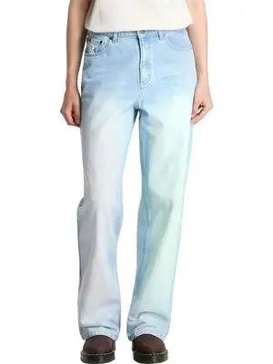 KARL KANI Logo Embroidered Faded Jeans - Blue