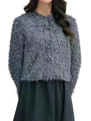 OUI Feather-effect Knitted Jacket - Grey