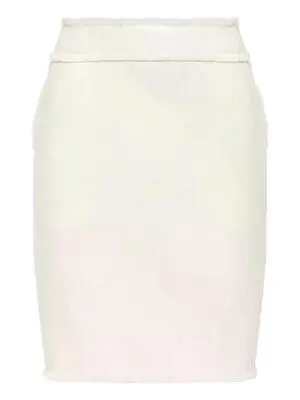 Max Mara Max Mara Abile Frayed Wool Skirt Neutrals