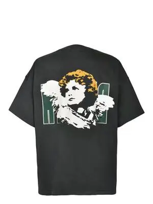 BREATH Angel-print Box-fit T-shirt - Black
