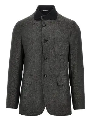 EMPORIO ARMANI Emporio Armani Mélange-Effect High-Neck Jacket