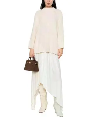 EMERSON RENALDI Ribbed-knit Batwing-sleeve Top - Neutrals