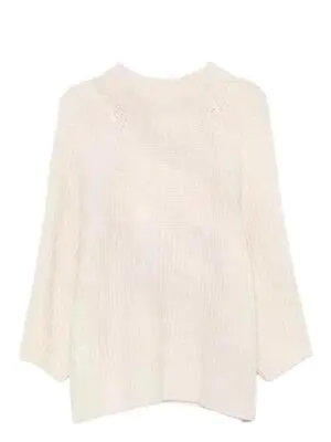 EMERSON RENALDI Ribbed-knit Batwing-sleeve Top - Neutrals