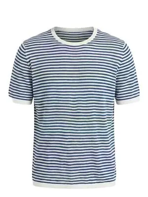 DOMAINE DES ARTISTES Striped Linen T-shirt - Blue