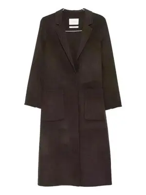 VICOLO Notched Lapel Patch Pocket Coat - Brown