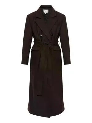 GESTUZ Double-breasted Belted Coat - Brown