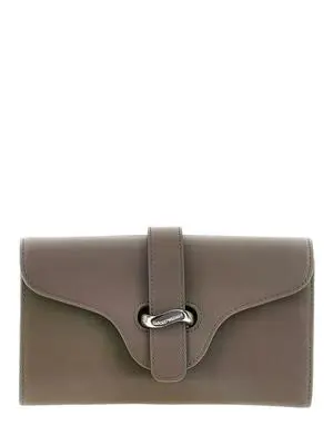 Emporio Armani Logo Detailed Leather Clutch Bag - Neutrals