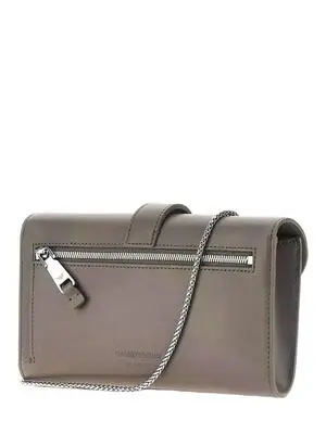 Emporio Armani Logo Detailed Leather Clutch Bag - Neutrals