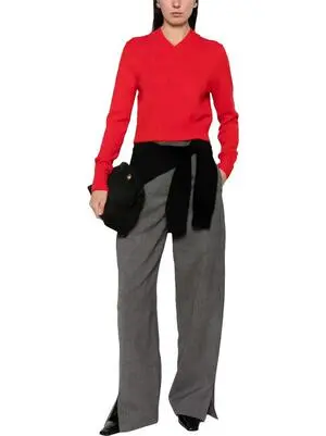 Soeur Jonas Ribbed-knit V-neck Sweater - Red