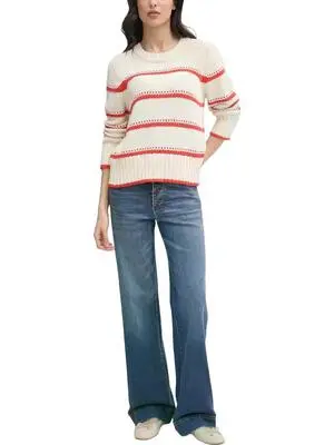 MOS MOSH Horizontal Stripe Crew Neck Sweater - Neutrals