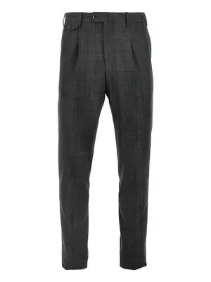 PT TORINO Check-pattern Pleated Trousers - Grey