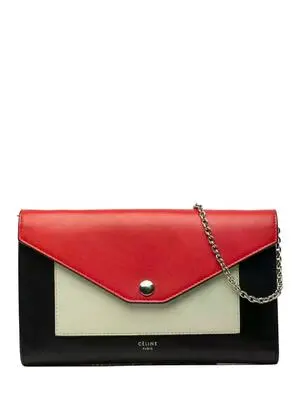 CELINE Celine Medium Tricolor Leather Pocket Envelope Flap On Chain Bag