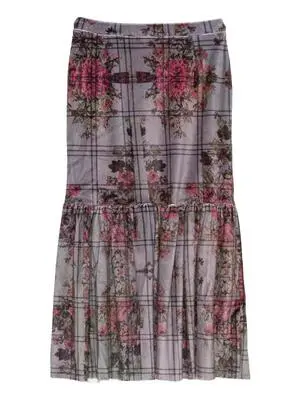 BARBARA BOLOGNA Floral Print Ruffled Midi Skirt - Grey