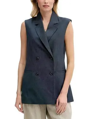 MOS MOSH Sleeveless Double-breasted Blazer - Blue