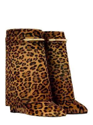 Givenchy Givenchy Shark Pinch Leopard-Print Ankle Boots Brown