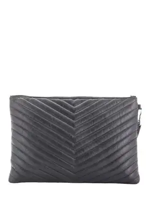 SAINT LAURENT Saint Laurent Matelassé Chevron Leather Wristlet Pouch