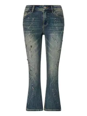 LIU JO LIU JO Bootcut Jeans With All-Over Rhinestone Embellishment