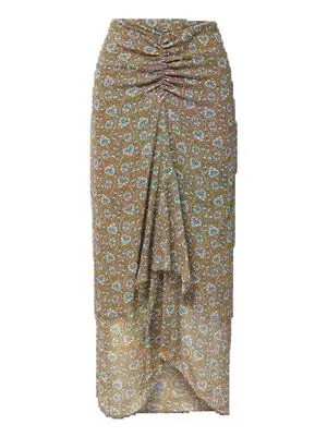 VERONICA BEARD Veronica Beard Limani Floral-Print Ruched Skirt