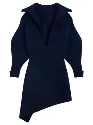 Givenchy Ribbed Asymmetric Hem Dress - Blue