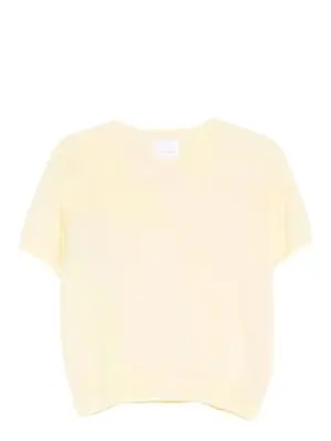 IVORY PARIS Fine Knit Short-sleeve Sweater - Yellow