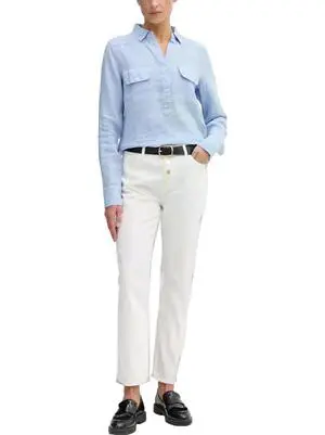 MOS MOSH Linen Shirt With Chest Pockets - Blue