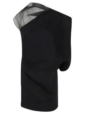 Sportmax Asymmetric Neck Midi Dress - Black