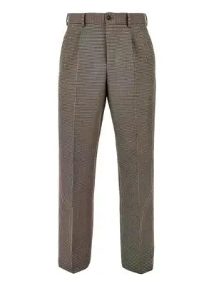 Emporio Armani Houndstooth Pleated Trousers - Brown