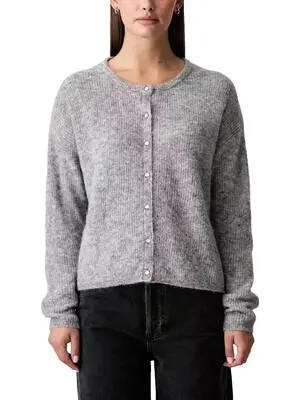 MOS MOSH Knitted Cardigan With Button Fastening - Grey