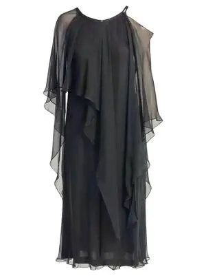 IRINA SCHROTTER Allegra Ruffled Silk Midi Dress - Black