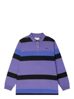 ERL Striped Long-sleeve Polo Shirt - Purple