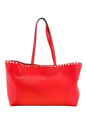 Valentino Garavani Valentino Garavani Rockstud Leather Medium Tote Bag Red