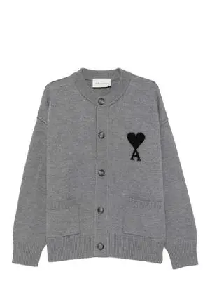 AMI AMI Paris Ami De Coeur Intarsia Knit Cardigan