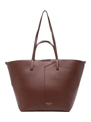 Emporio Armani Bovine Leather Shoulder Bag With Four Handles And Pouch - Cocoa
