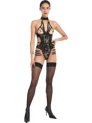LUNATIC FEMME Déjà Vu Cupless Bodysuit With Harness - Black