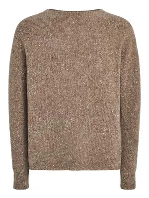 Auralee Wool Tweed Crew Neck Pullover - Brown