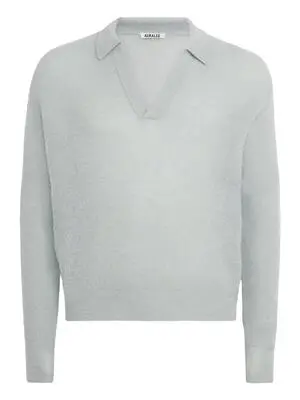 Auralee Alpaca-blend Skipper Polo Sweater - Green