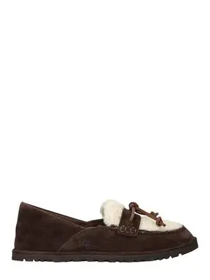 UGG Suede Zora Loafers With Sheepskin Lining - Brown