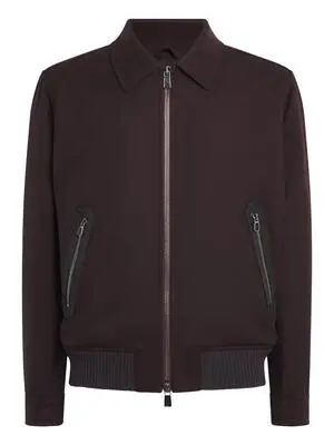 Isaia Wool Padded Aviator Jacket - Red
