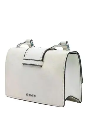 Miu Miu Miu Miu Goatskin Madras Soft Calf Crystal Embellished Crossbody Bag White