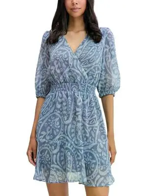 MORGAN Paisley Print Wrap-style Dress - Blue
