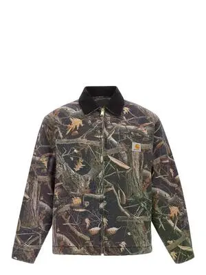 Carhartt Work In Progress Carhartt WIP Leaf-Print Corduroy Collar Jacket Black