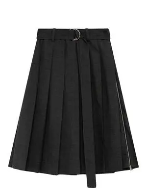 MSGM Belted Pleated Midi Skirt - Grey