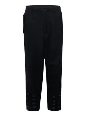 Yohji Yamamoto Cropped Trousers With Button Embellishments - Black