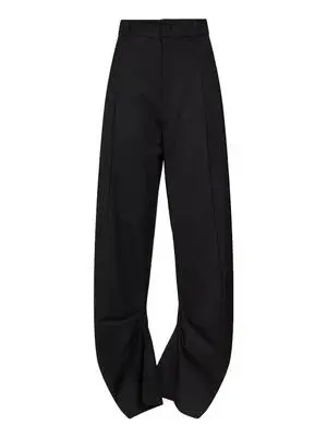Amen Pleated Curved-leg Trousers - Black