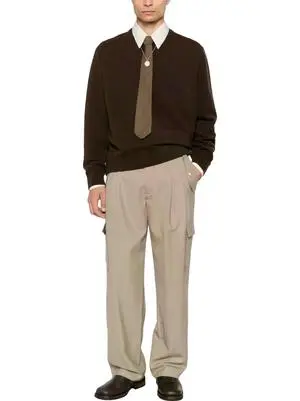 Drole De Monsieur Pleated Cargo Trousers - Neutrals