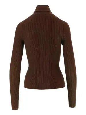 OLIVER LATTUGHI Ribbed Knit Roll Neck Jumper - Brown