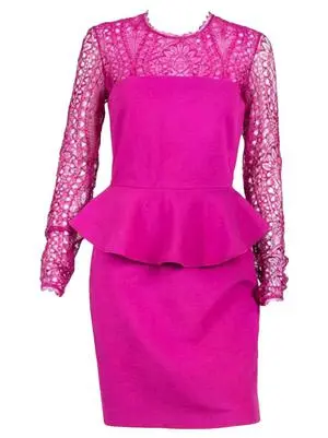 Emilio Pucci Lace Peplum Midi Dress - Pink
