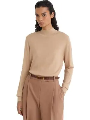 REISS Reiss Ultra-Soft Merino Wool High-Neck Jumper Camel