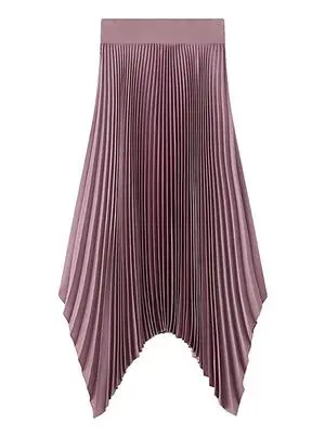 JOSEPH Pleated Crepe Midi Skirt - Lilac